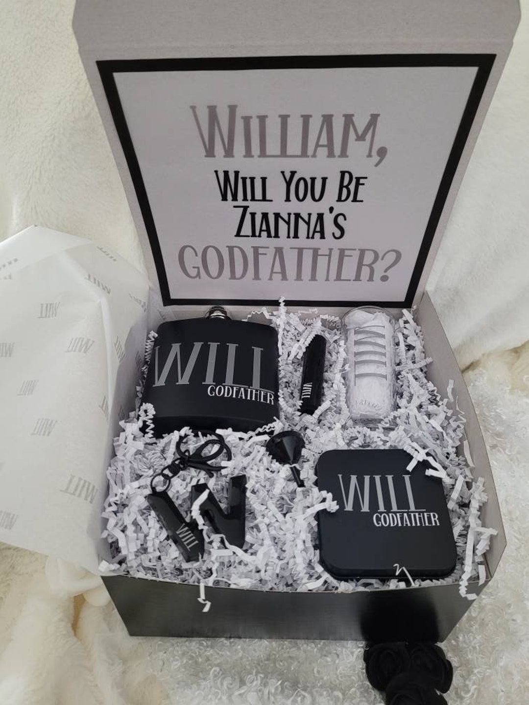 Personalized Godfather Proposal Gift Box Set God Dad Gift Box Black ...