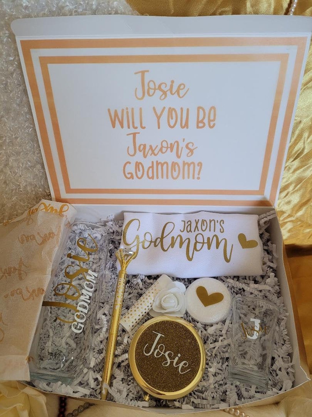 Personalized Godmom Proposal Gift Box Set Godmom Gift Box White ...
