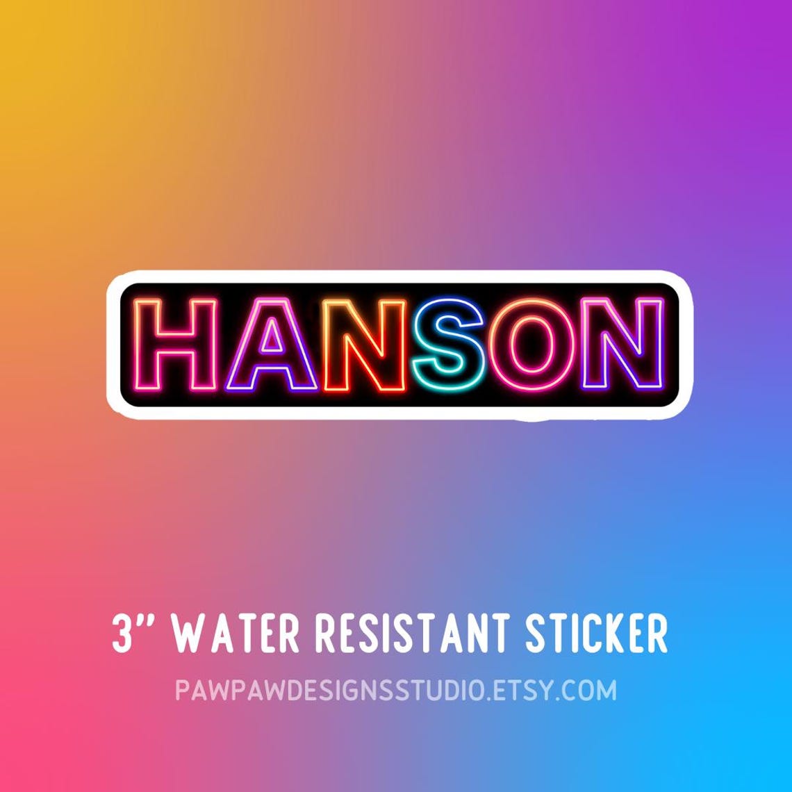 Neon Hanson Water-resistant Sticker, Hanson Sticker, Hanson Fan Sticker ...