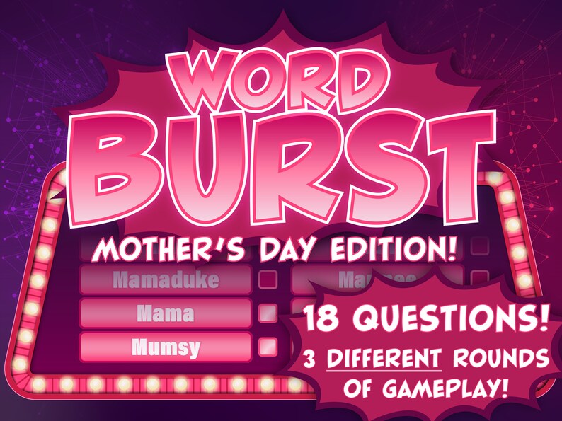 Mother’s Day Word Burst Game – Powerpoint Game – Customizable With ...