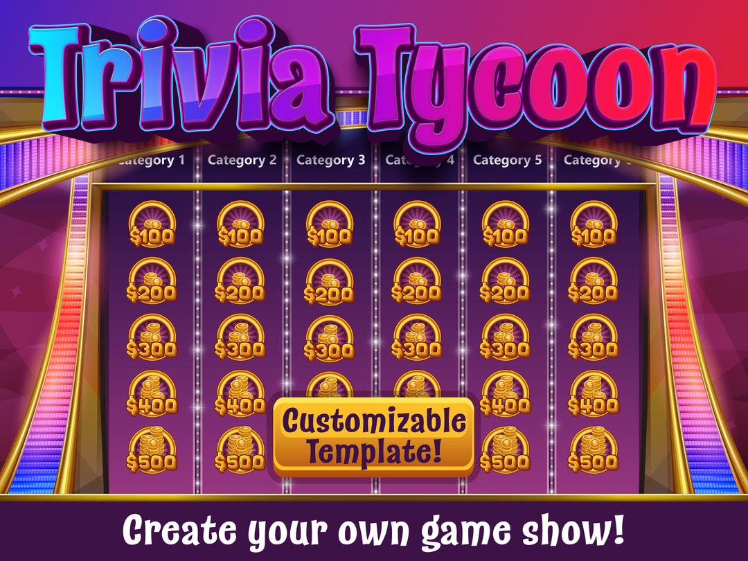 Trivia Tycoon Interactive Game Template | Editable Powerpoint W/scoreboard, Timer, Music ...