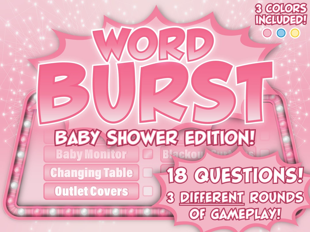 Baby Shower Word Burst Game – Powerpoint Game – Customizable With Timer ...