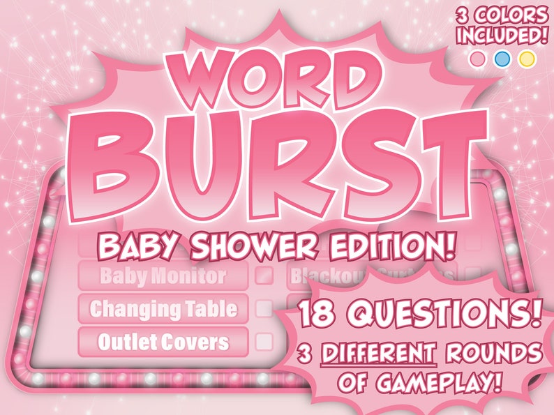 Baby Shower Word Burst Game – Powerpoint Game – Customizable With Timer ...