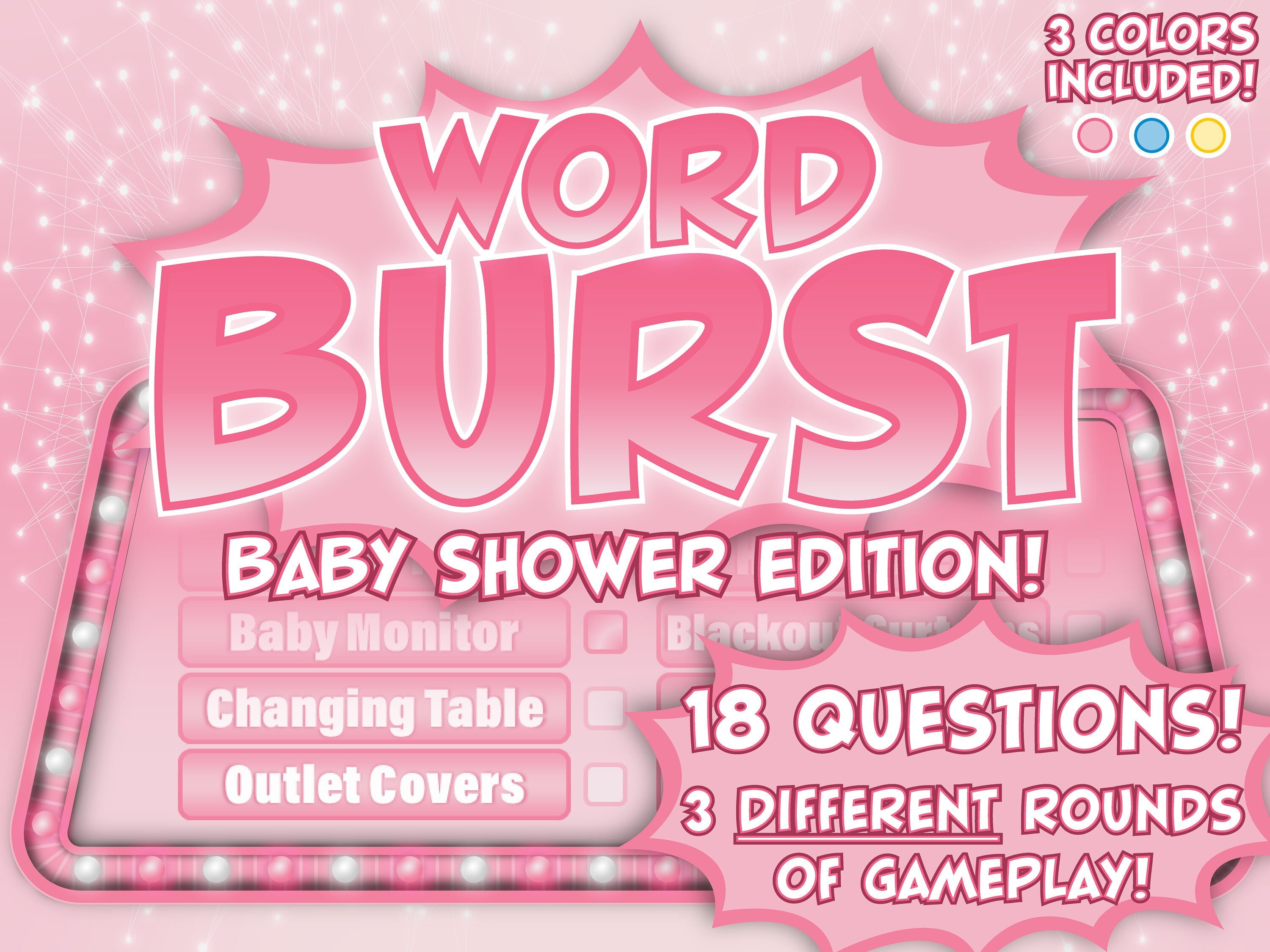 Baby Shower Word Burst Game – Powerpoint Game – Customizable With Timer ...