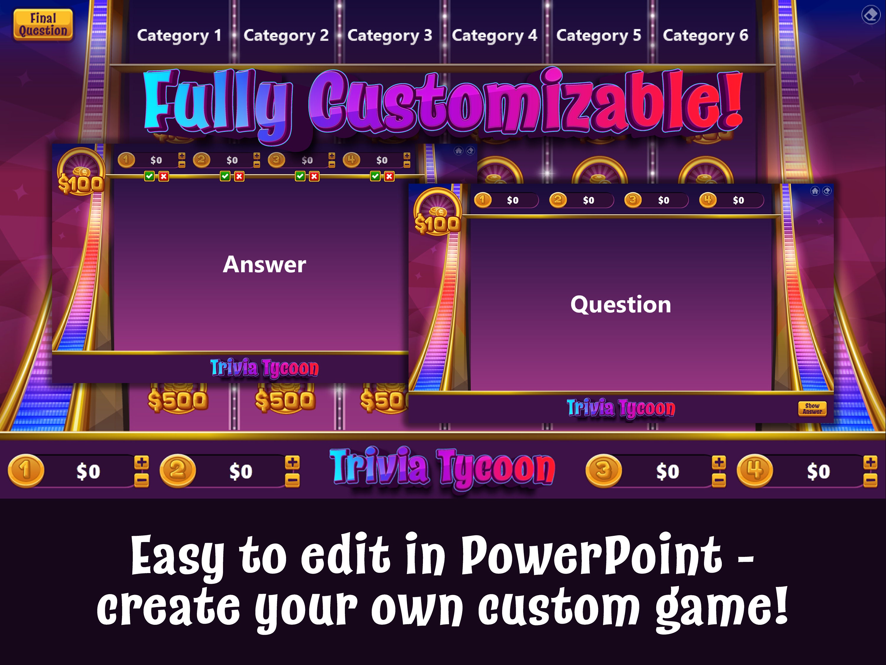 Editable Trivia Game Template – Trivia Tycoon Interactive Powerpoint W ...