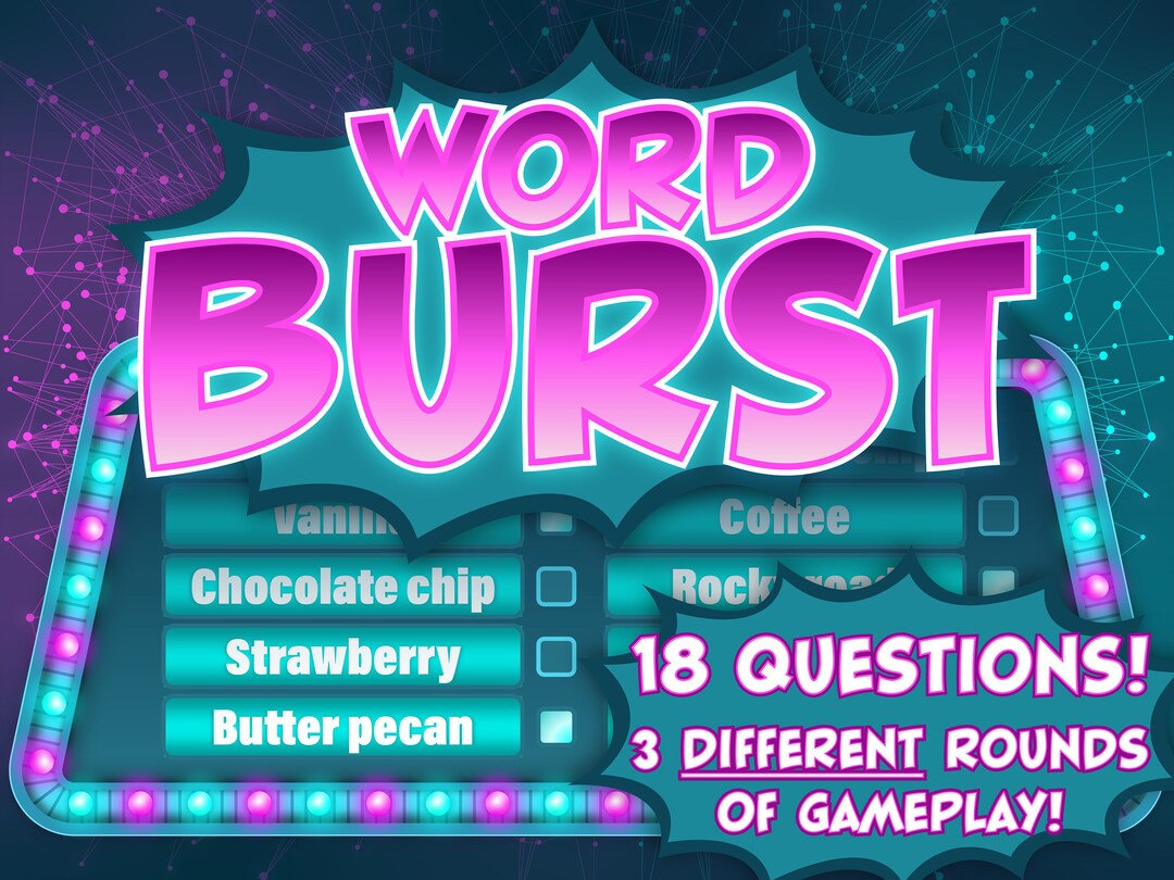 Word Burst Word Game – Interactive Powerpoint With Scoreboard (family ...