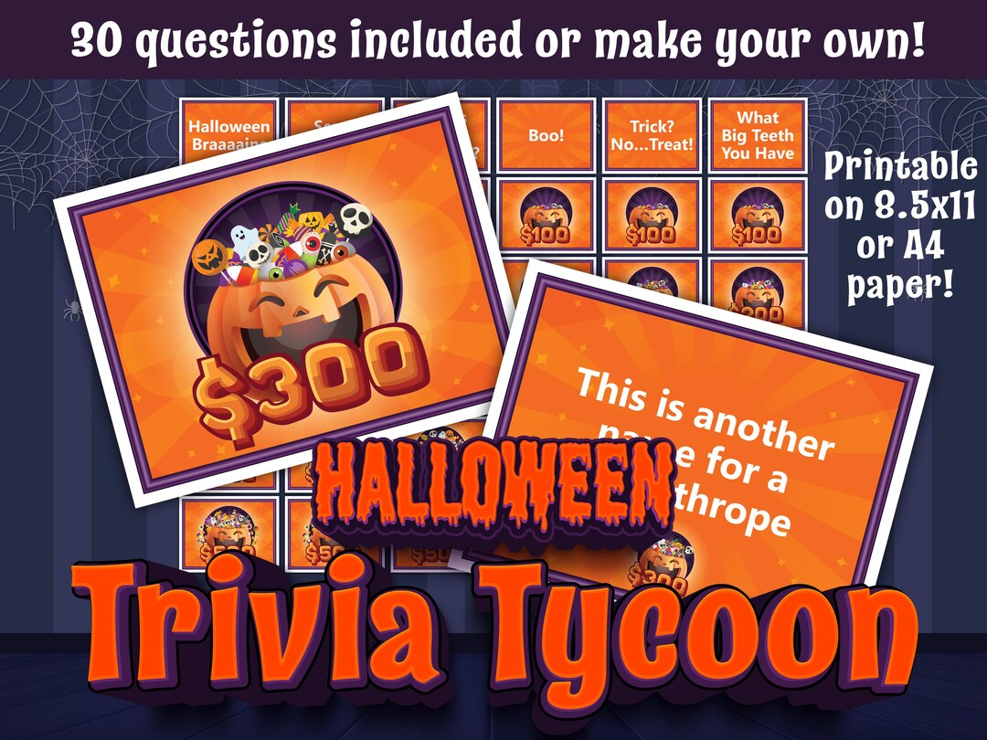 Halloween Trivia Tycoon Printable Game – Halloween Game – Customizable ...