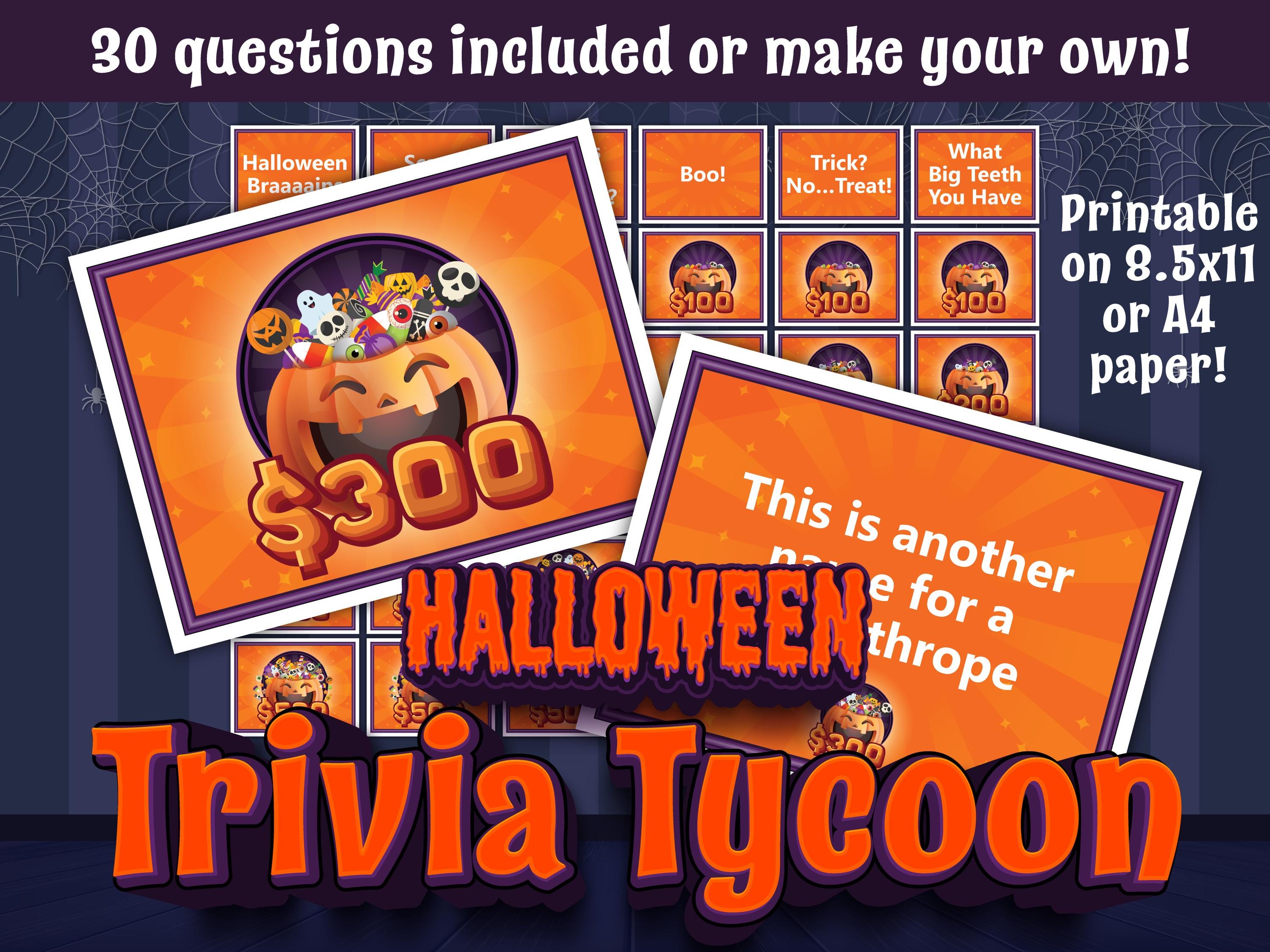 Halloween Trivia Tycoon Printable Game – Halloween Game – Customizable ...