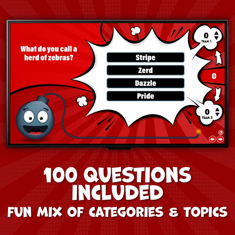 Time Bomb Trivia Game – Interactive Powerpoint With Scoreboard (family ...