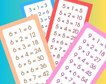 Printable Multiplication Table Bookmarks, 1 to 10 Times Table Chart ...