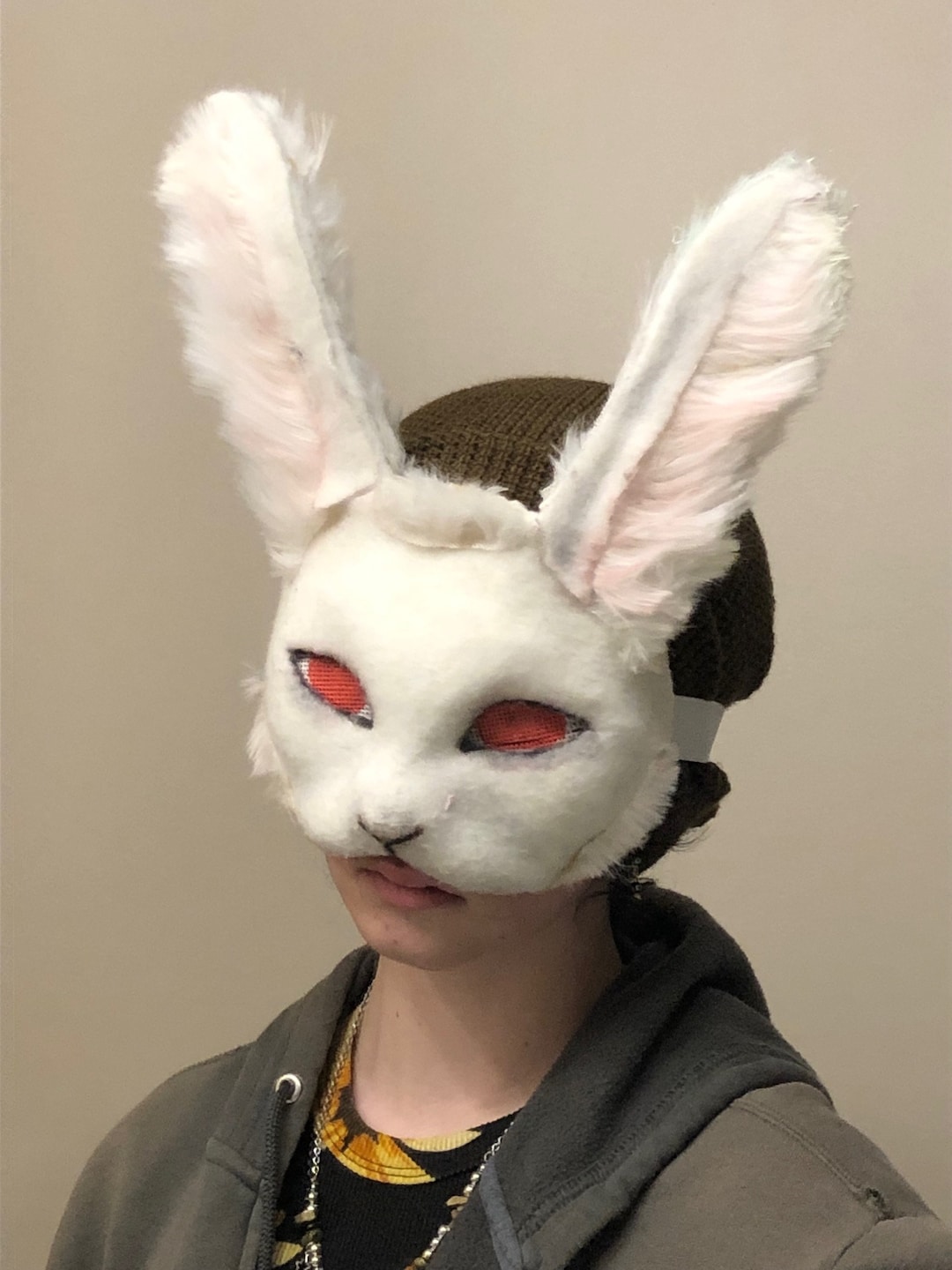 Creepy White Rabbit Therian Mask - Etsy