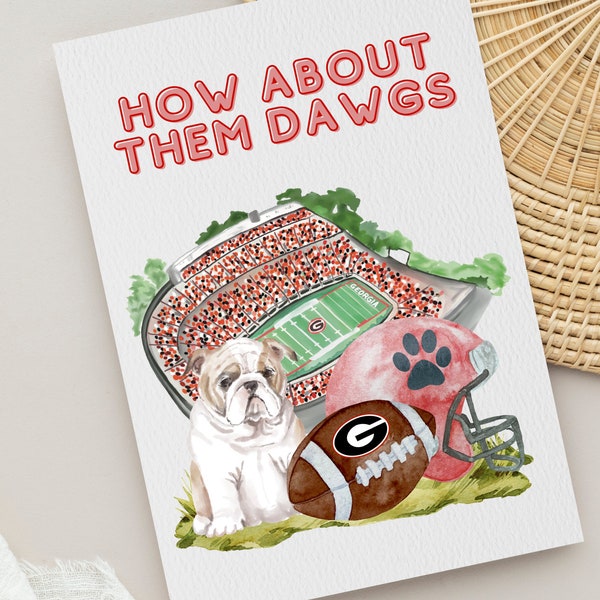 Georgia Bulldogs Birthday Card - Etsy