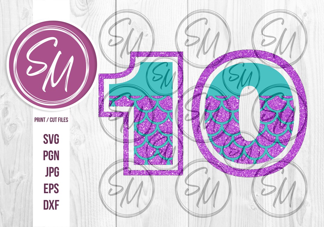 My 10th Birthday, Mermaid Scales, Glitter Effect. Sublimation and ...