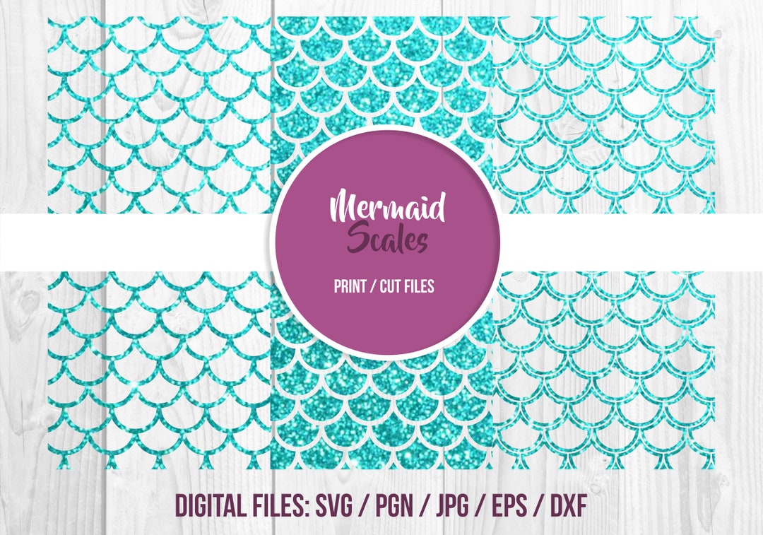 Mermaid Scales SVG Mermaid Patron, Mermaid Background, Silhoutte Cut ...