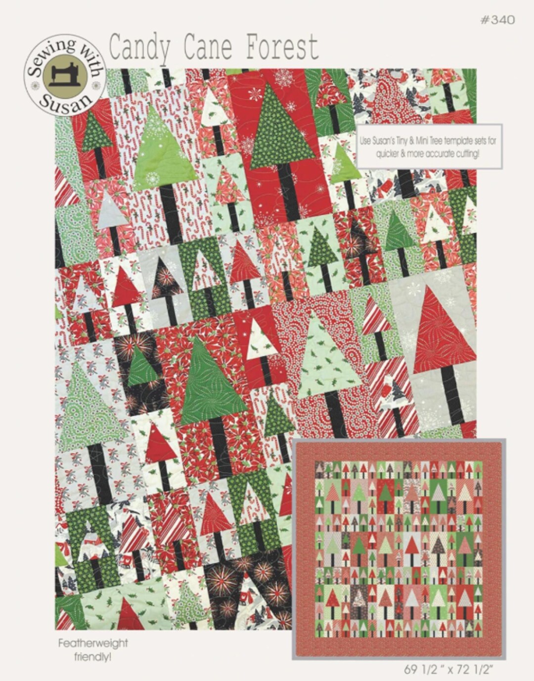 Candy Cane Forest Quilt Pattern Designed by Susan Marth. Finished Size ...