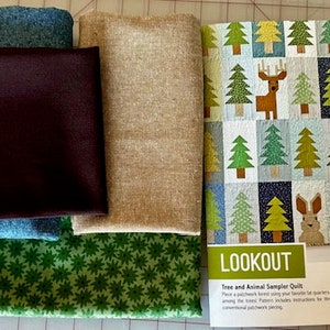 Lookout Tree & Animal Sampler Quilt Kit-includes Pattern Fabric for Top ...