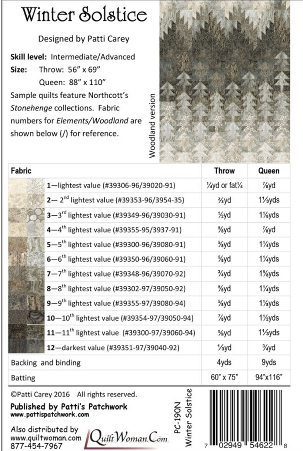 Winter Solstice Quilt Pattern by Patti Carey - Includes Throw and Queen ...