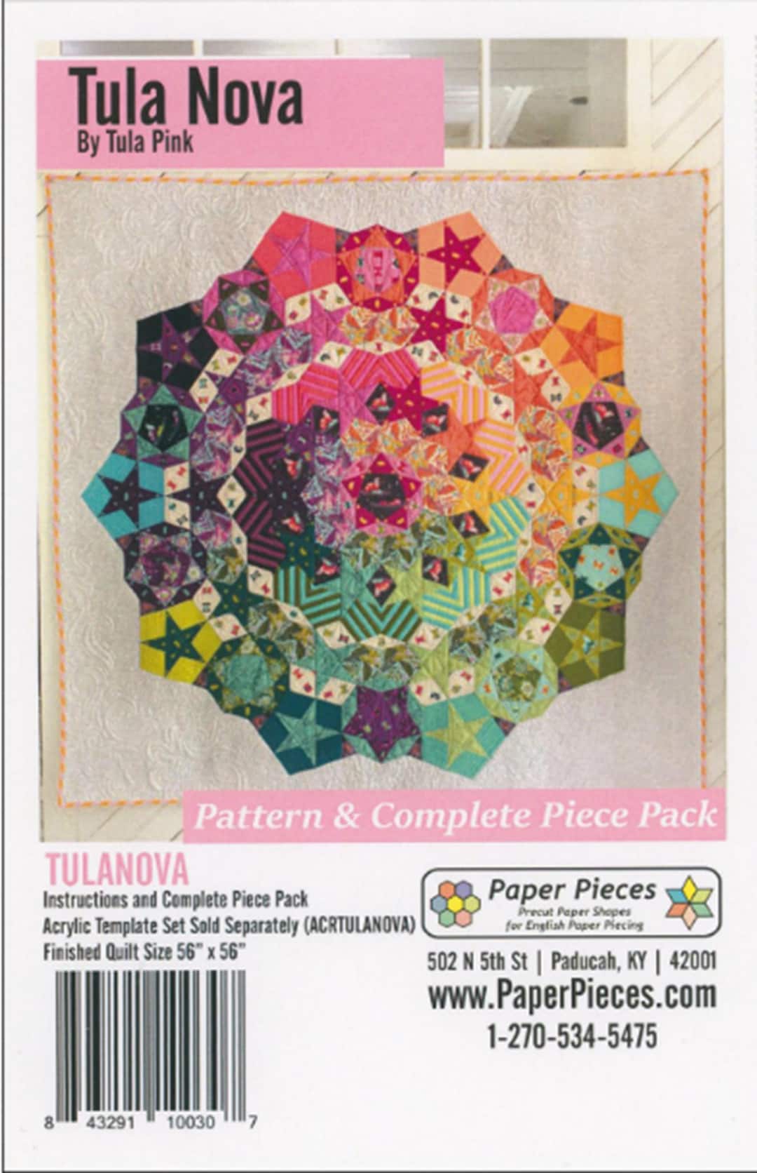 Tula Nova Quilt Pattern and Paper Piece Pack by Tula Pink (56" X 56 ...