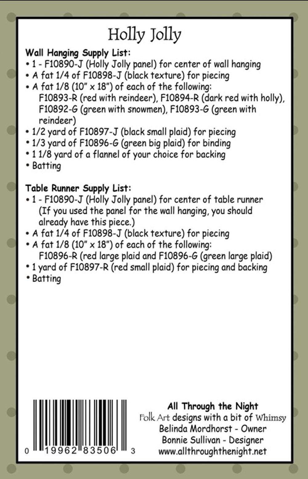 Holly Jolly Quilt Pattern by Bonnie Sullivan for All Through the Night ...