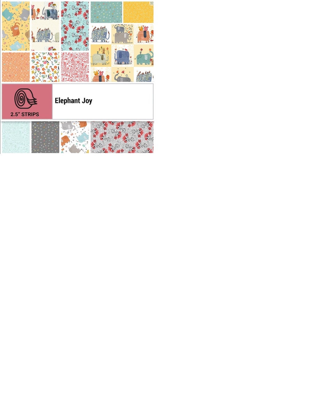 Elephant Joy Fabric Jellyroll: Terry Runyan Benartex 2.5" X 42" Cotton ...