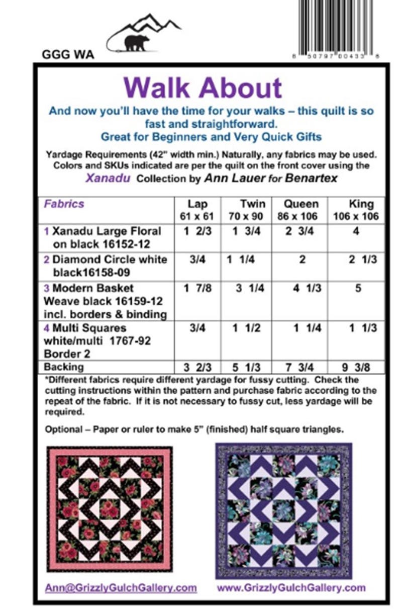 Walk About Quilt - by Ann Lauer - 4 Sizes Include - Pattern Only - Etsy