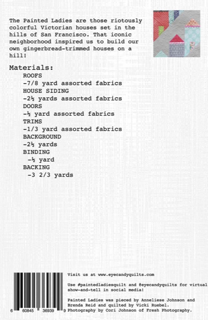 Painted Ladies Quilt Pattern From Candy Quilts - Finished Size 60" X 72 ...