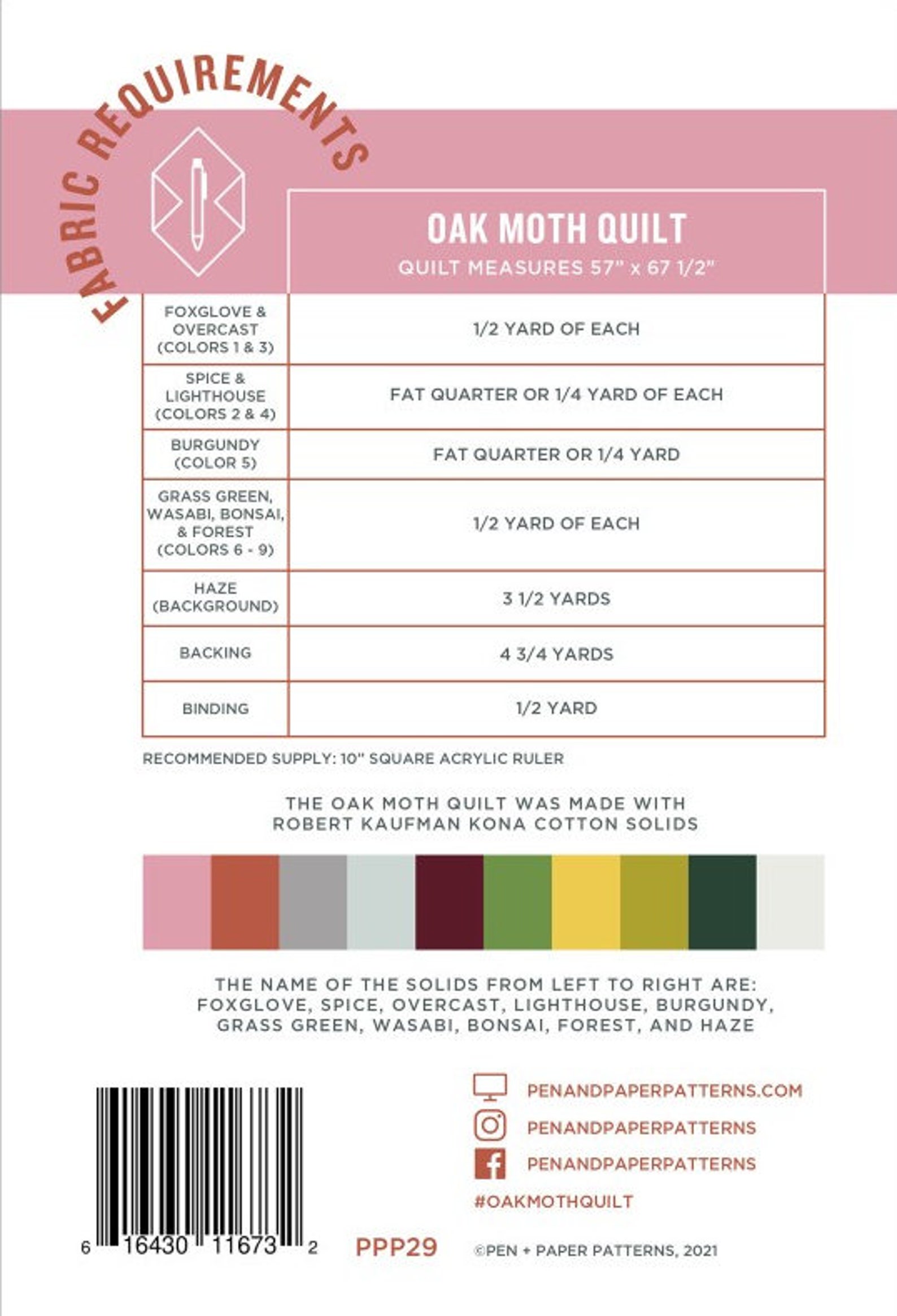 Oak Moth Quilt Pattern by Pen + Paper Patterns (57" X 67.5") - Etsy