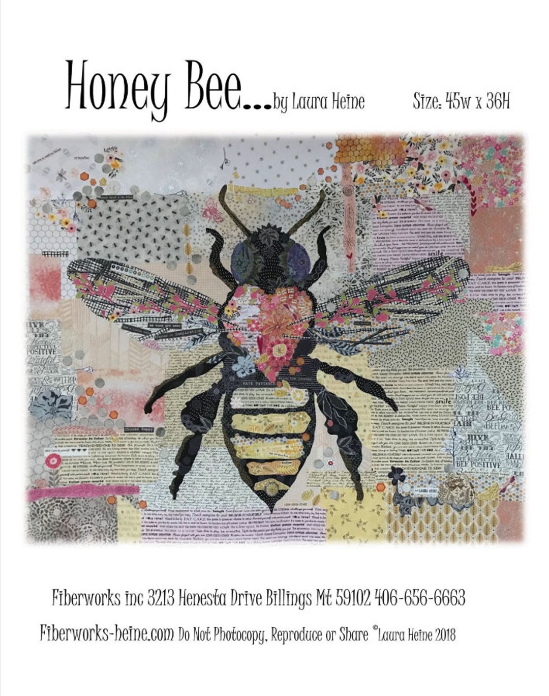 Honey Bee Quilt Pattern by Laura Heine - Finished Size Approximately 45 ...