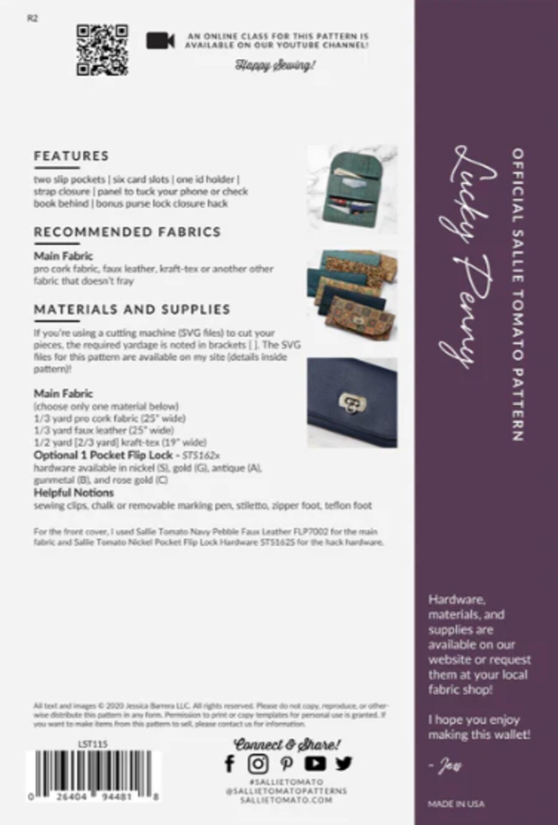 Sallie Tomato Lucky Penny Wallet Pattern - Etsy