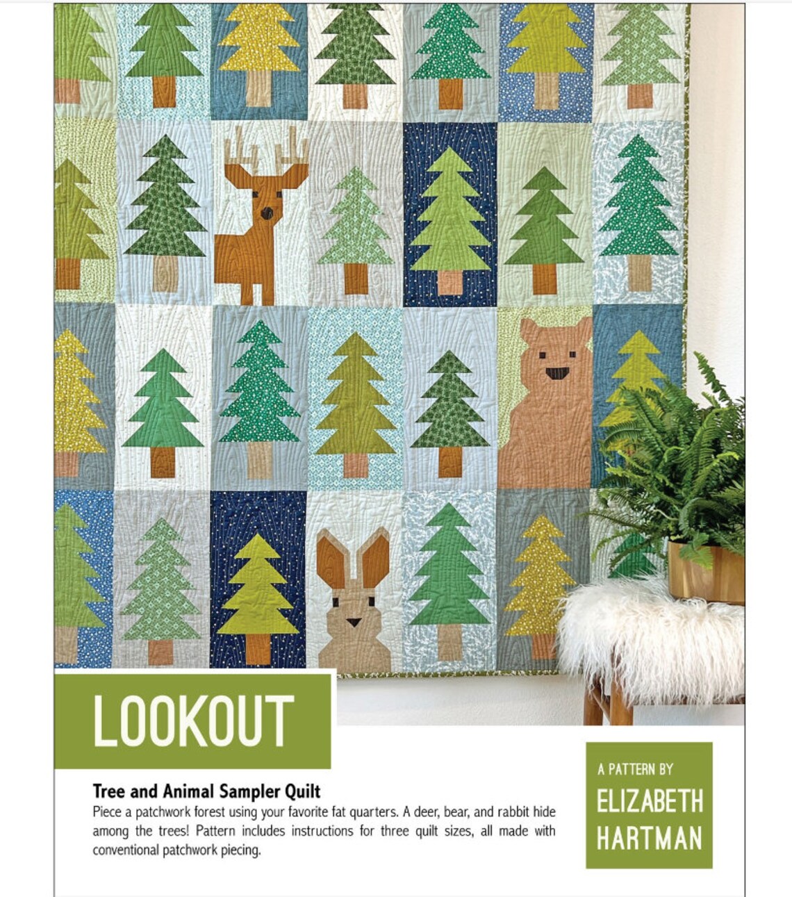 Lookout Tree & Animal Sampler Quilt Kit-includes Pattern Fabric for Top ...