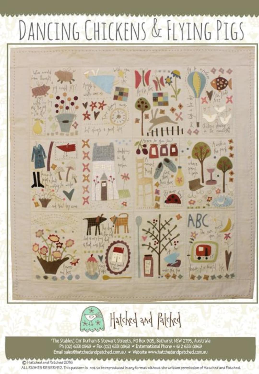 Dancing Chickens & Flying Pigs Quilt Pattern - Anni Downs 48" X 50" - Etsy