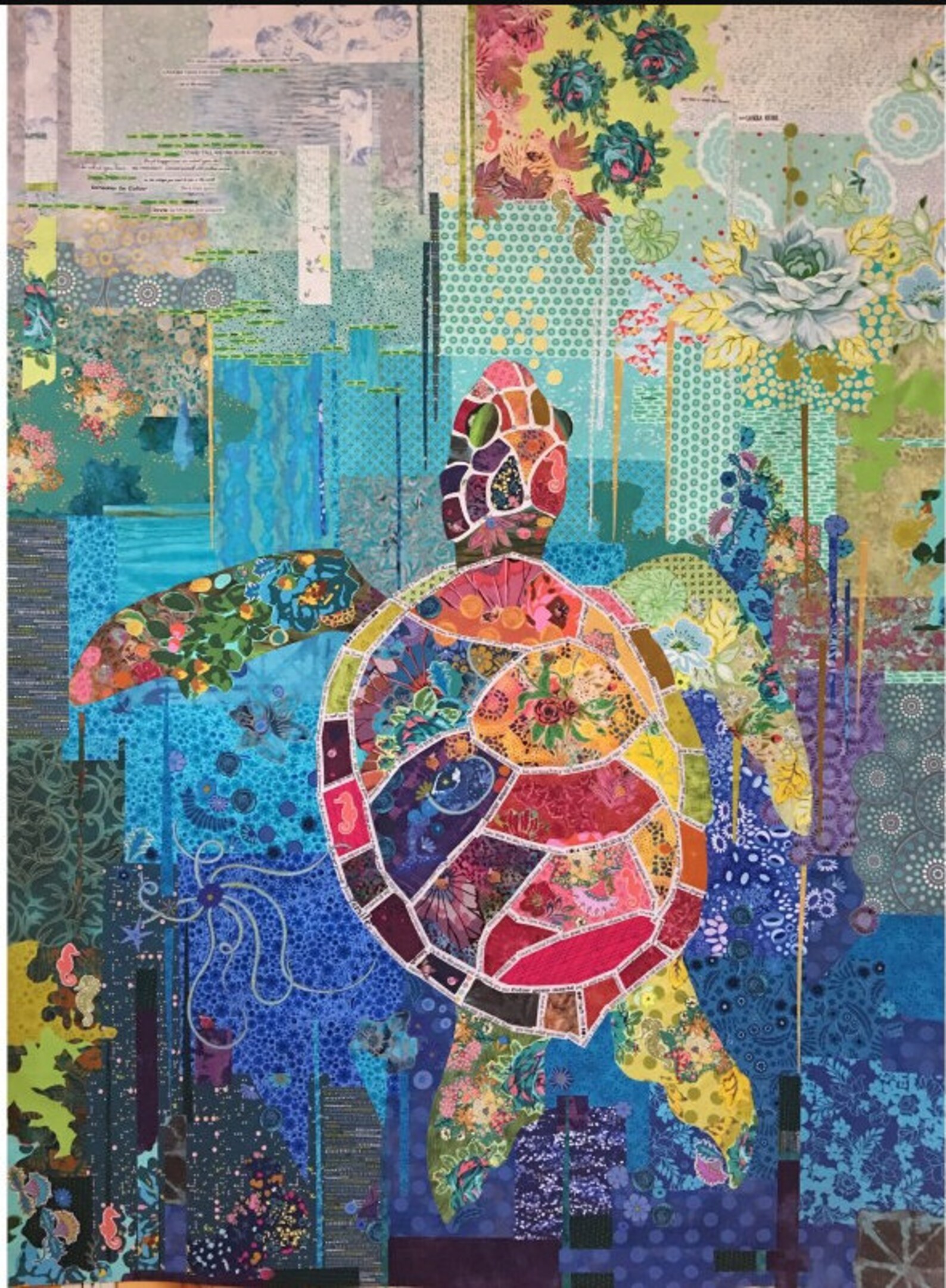 Seawell turtle Collage Quilt Patterns by Laura Heine finished Size 45 X ...