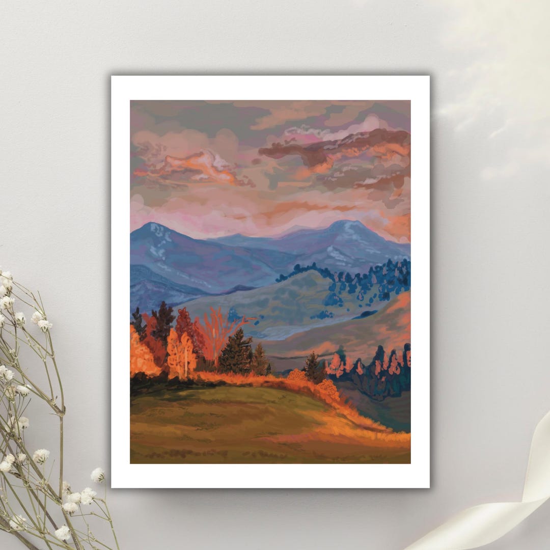 Golden Hour Landscape Art Print - Etsy
