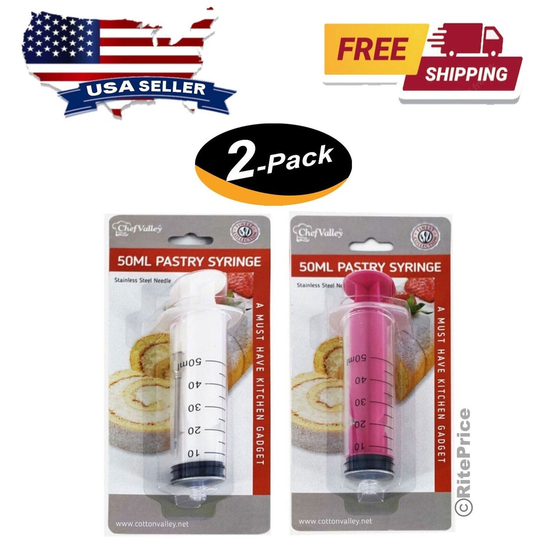 50ML INJECTABLE PASTRY SYRINGE With Metal Needle for Measuring Nutrient ...