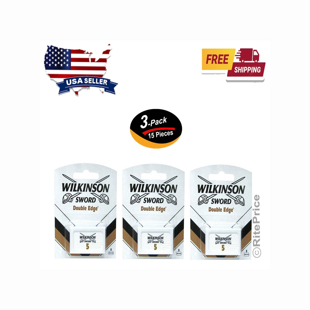 15 Blades 3 Pack Wilkinson Sword Double Edge Stainless Steel Safe Razor ...