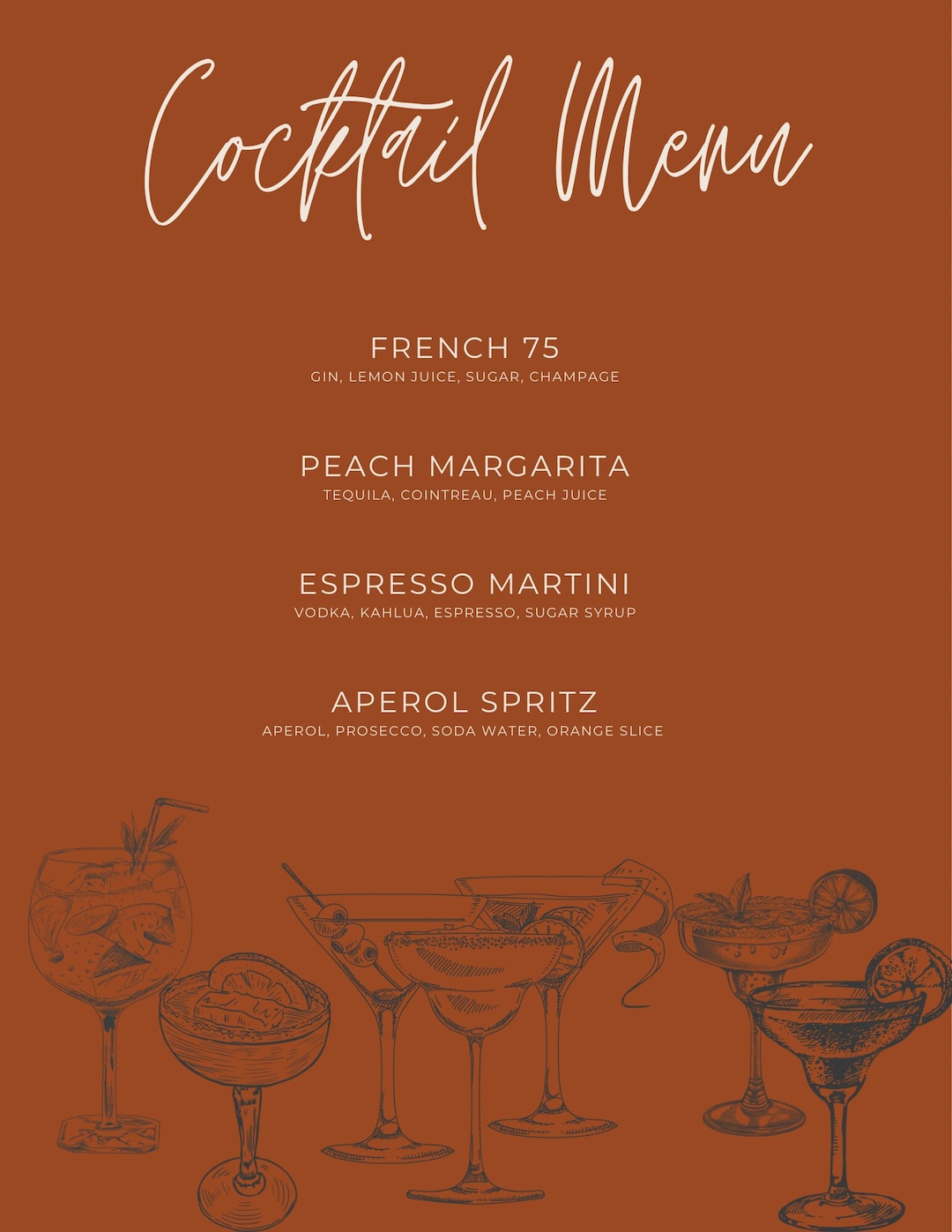 Fully Customizable Cocktail Menu- Instant Download - Etsy