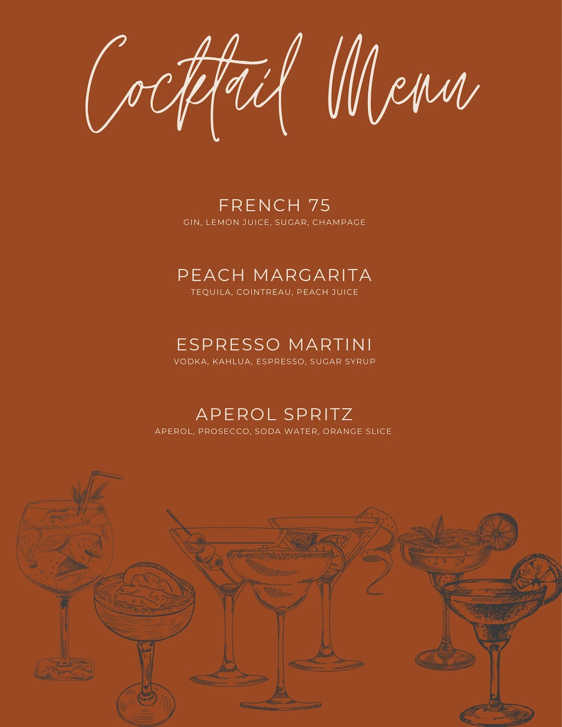 Fully Customizable Cocktail Menu Instant Download - Etsy