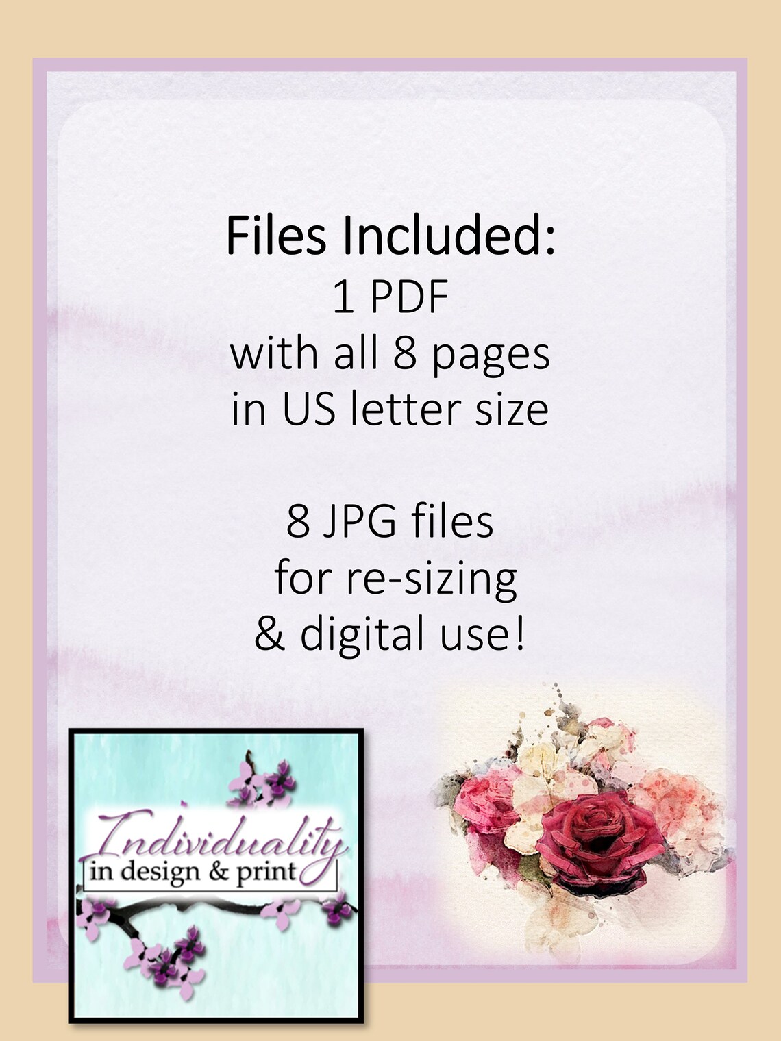 Printable Stationary Set US Letter Size PDF, Instant Download ...