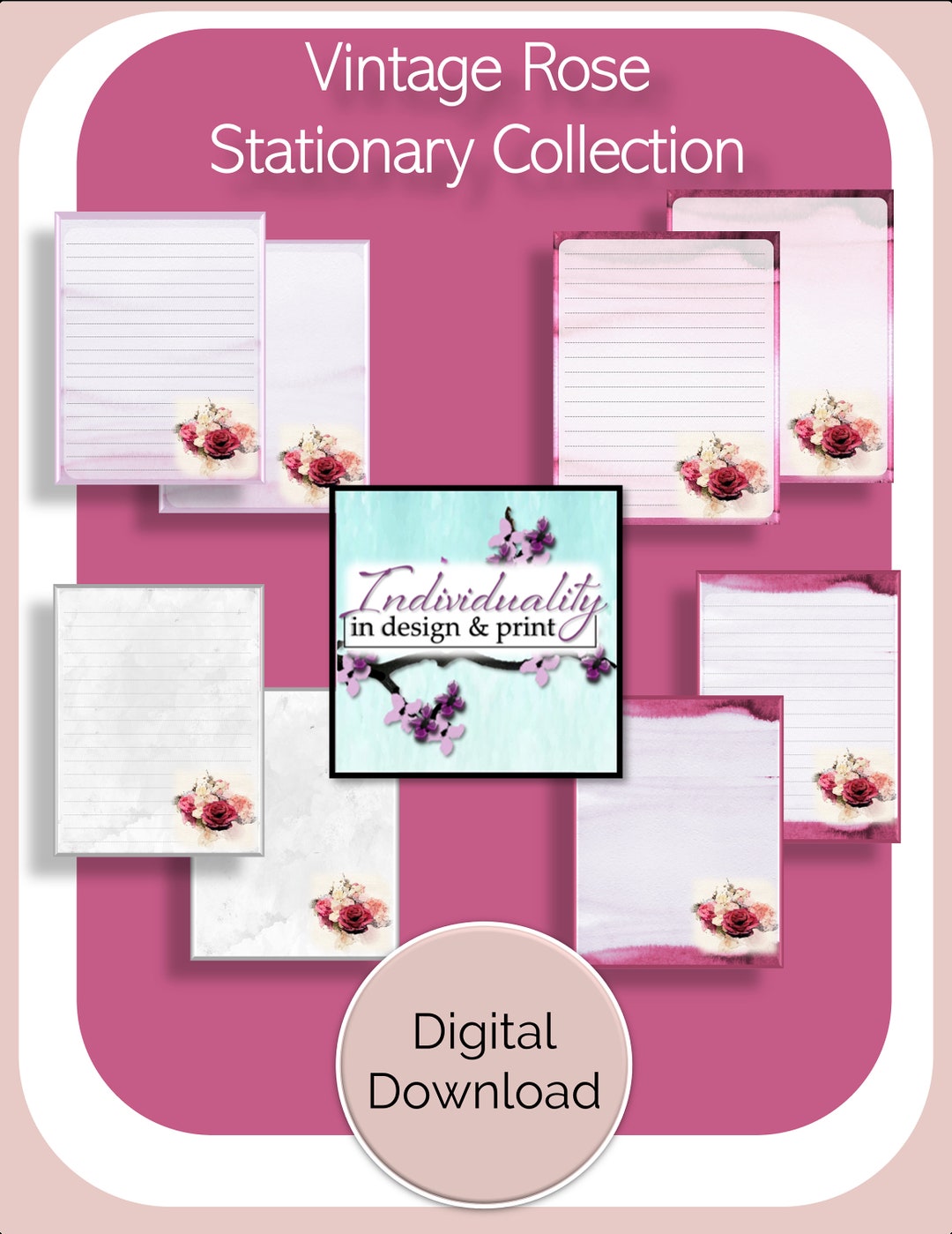 Printable Stationary Set US Letter Size PDF, Instant Download ...