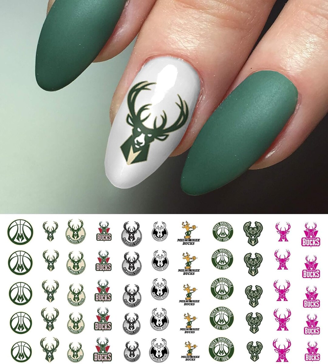 Milwaukee Bucks Basketball Nail Art Decals official Moon Sugar Decals ...