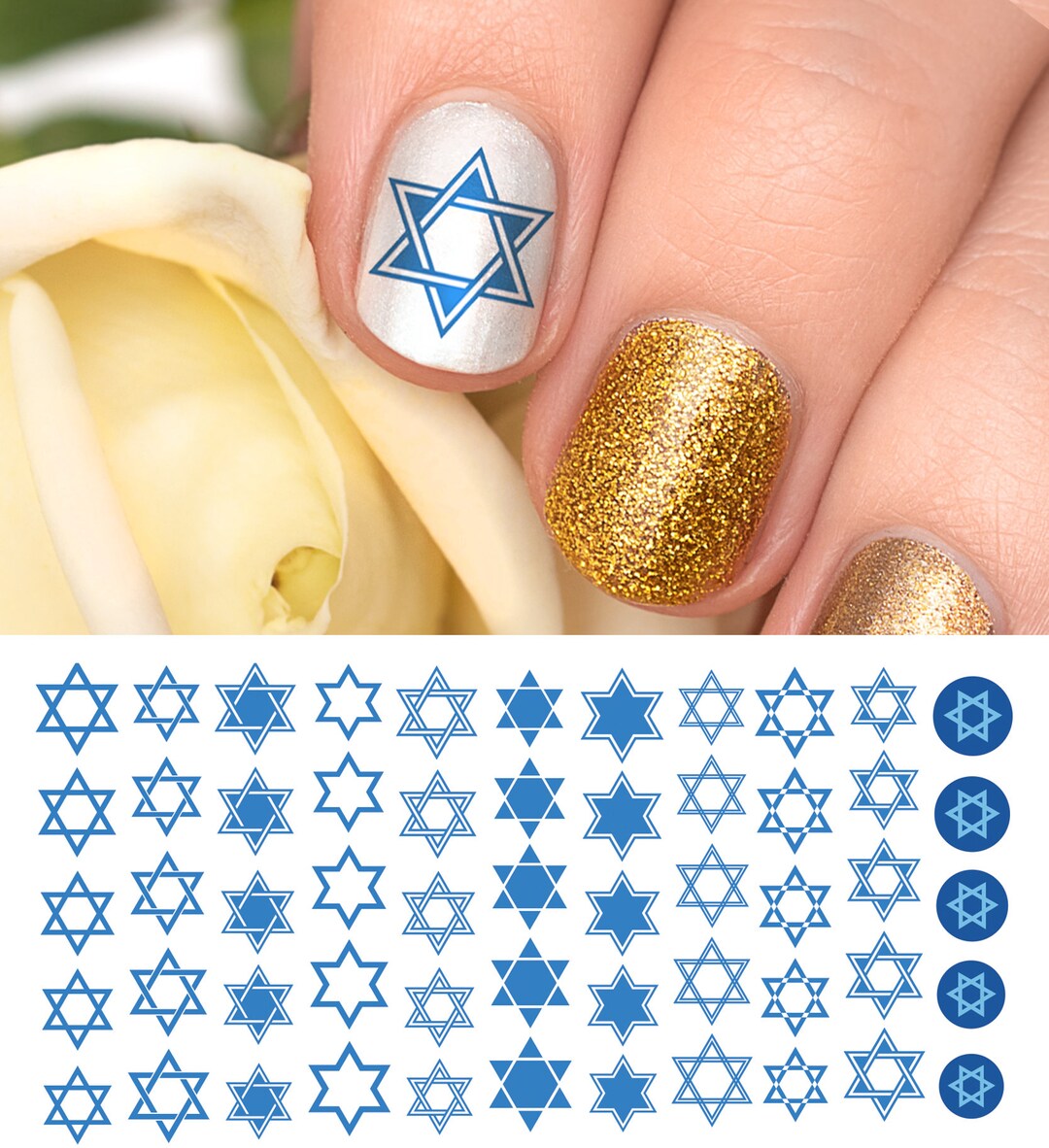 Jewish Stars Hanukkah Israel Nail Art Waterslide Nail Decals Set 1 ...