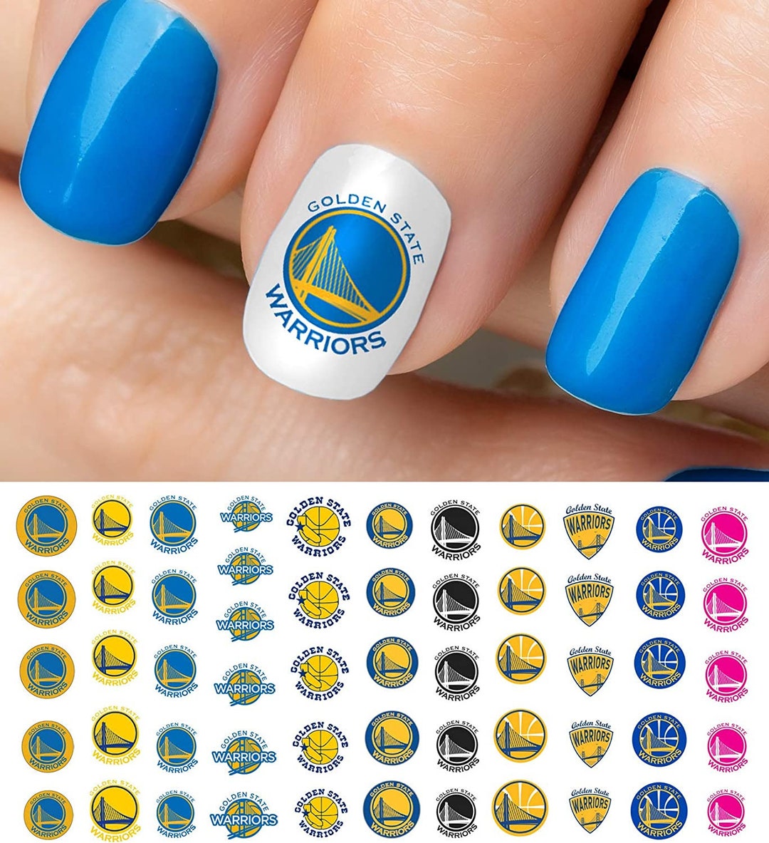 Golden State Warriors Nail Art Decals official Moon Sugar Decals - Etsy