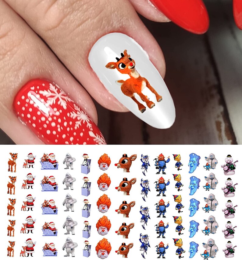 Rudolph the Red-nosed Reindeer Nail Art Decals - Etsy