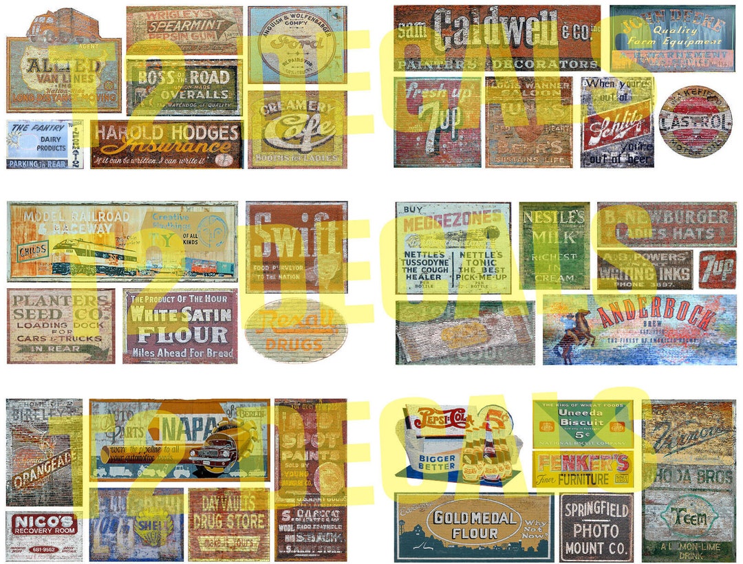 HO Scale Ghost Sign Decals - Mega Sheet #4 for Model Trains - Etsy
