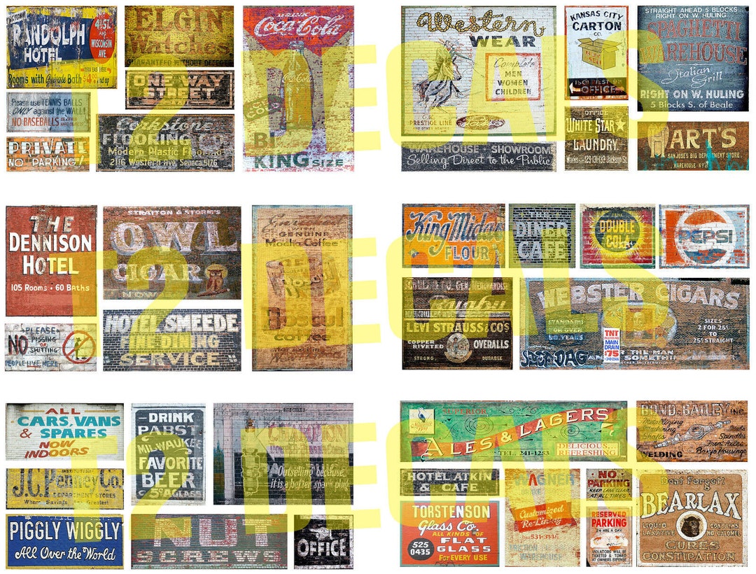 HO Scale Ghost Sign Decals Mega Sheet 1 for Model Trains - Etsy