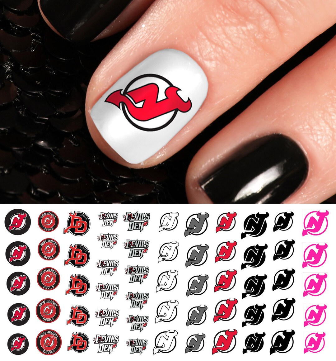 New Jersey Devils Hockey Team Nail Art Decals official Moon Sugar ...