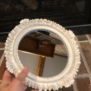 Adorable Vintage Round Cream Ornate Mirror 9.5 Tall - Etsy