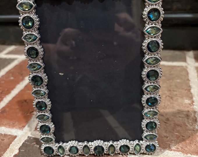6" X 8" Stunning Jeweled Picture Frame in a Green Motif With 20 Jewels ...