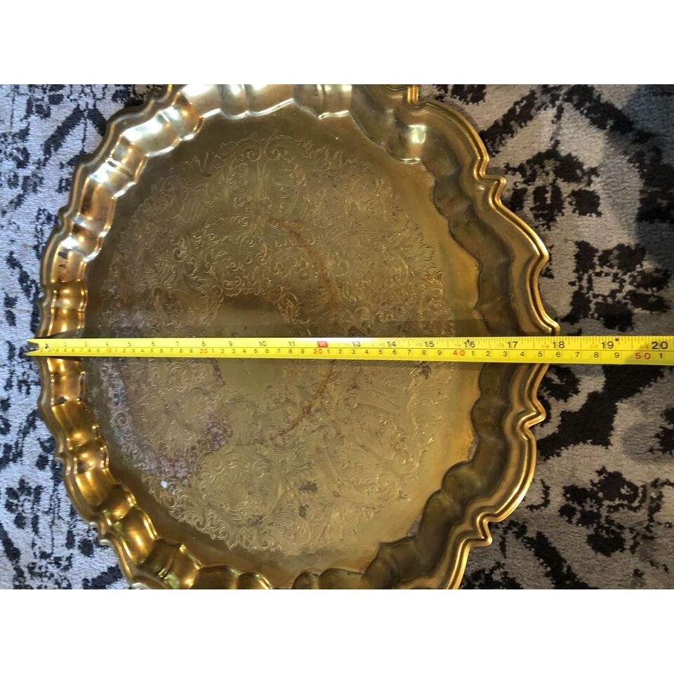 Stunning Vintage Large Solid Brass Ornate Tray 18 in Tall - Etsy