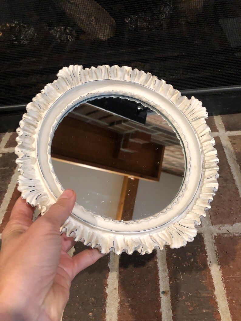 Adorable Vintage Round Cream Ornate Mirror 9.5 Tall - Etsy